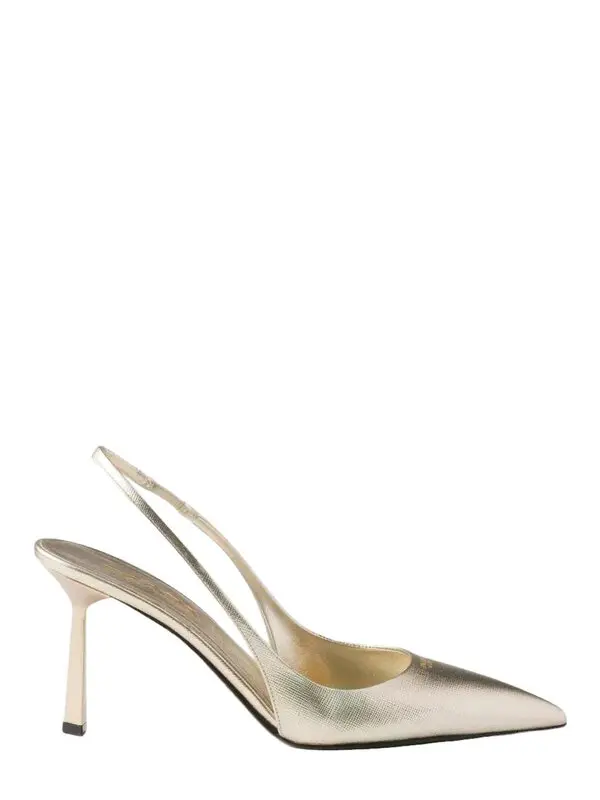 Prada Leather Heeled Pumps - Gold