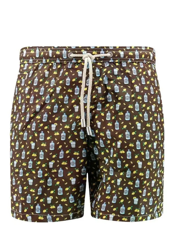MC2 SAINT BARTH Graphic-print Swim Shorts - Brown