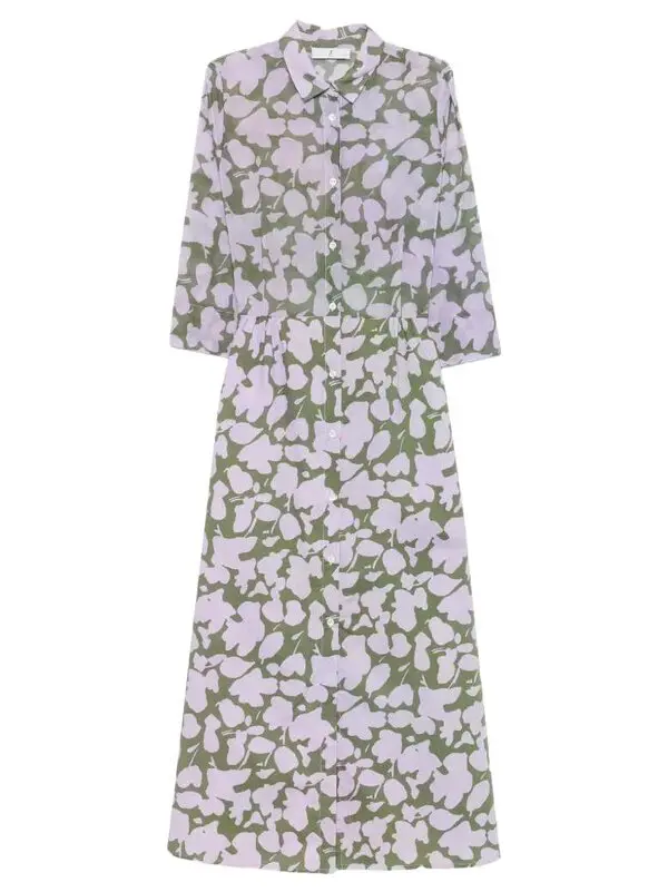 WHYCI Patterned Button-up Midi Dress - Purple