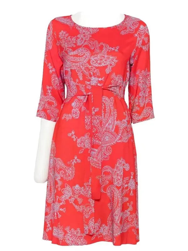 WHYCI Paisley-pattern Belted Mini Dress - Red