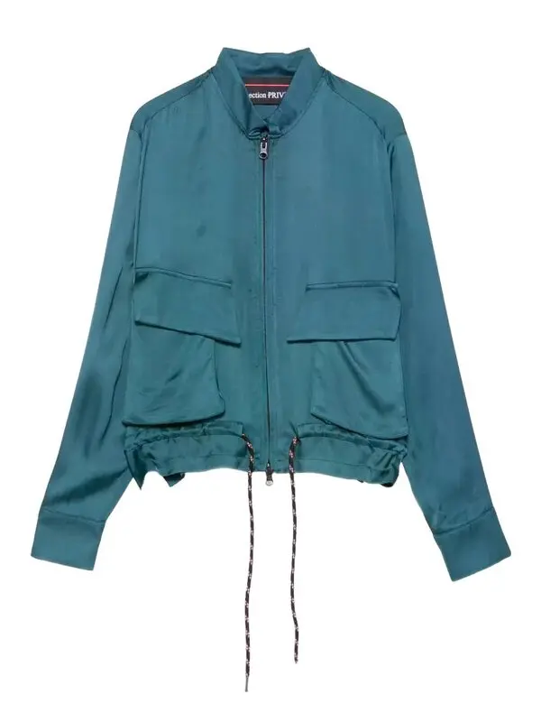 COLLECTION PRIVEE? Satik Drawstring Satin Jacket - Blue