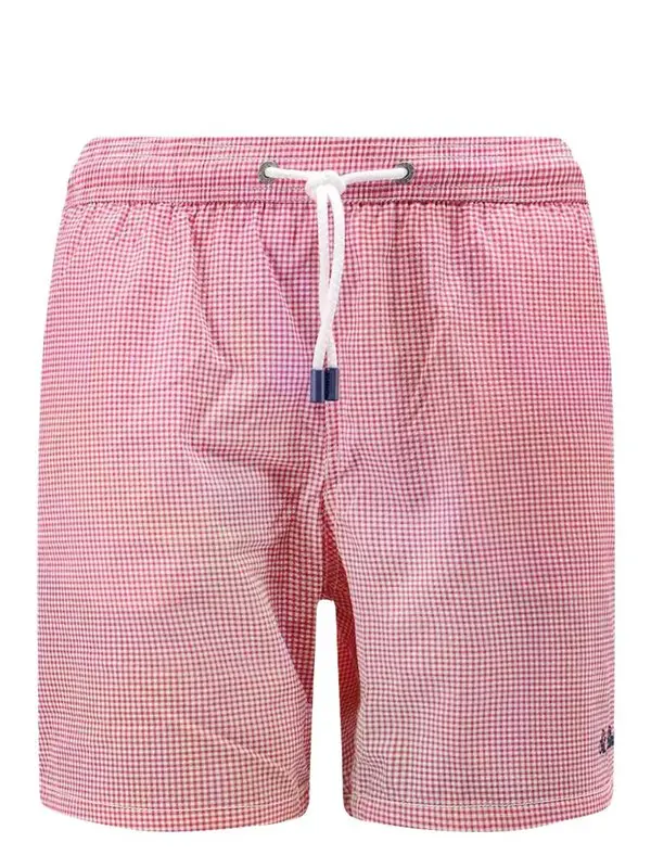 MC2 SAINT BARTH Gingham Check Swim Shorts - Red