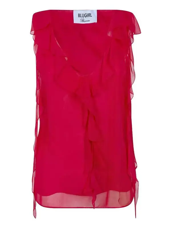 BLUGIRL Silk Ruffled Top - Pink