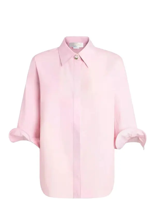 GENNY Flower Button Ruffled Shirt - Pink