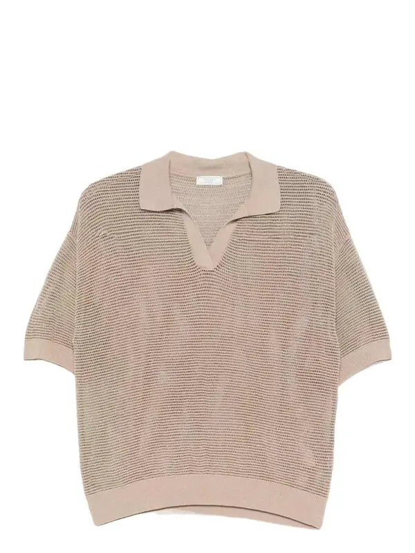 Peserico Open-knit V-neck T-shirt - Neutrals