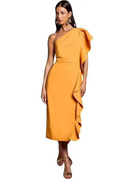 Coast One Shoulder Pencil Midi Dress - Orange
