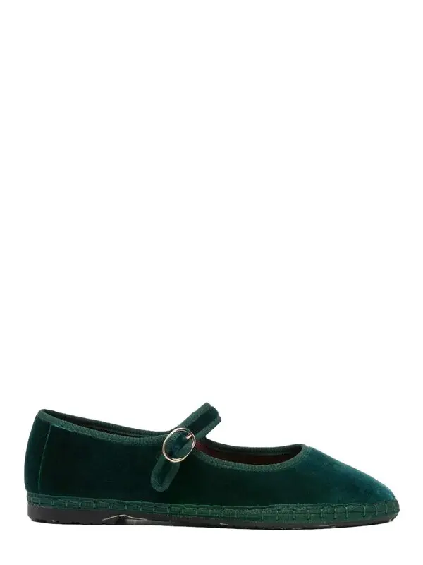 FLABELUS Leonor Velvet Ballet Flats - Green