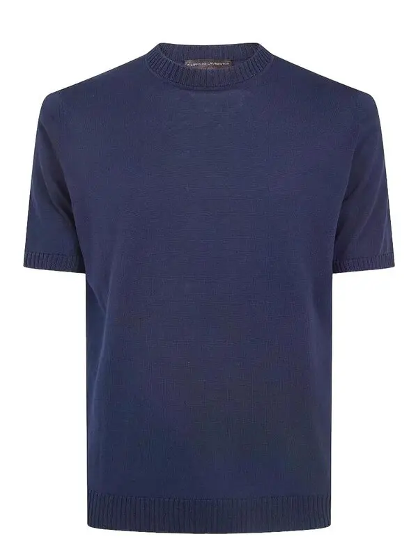 FILIPPO DE LAURENTIIS Fine-knit T-shirt - Blue
