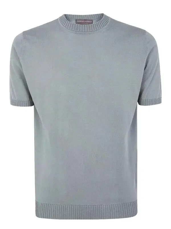 FILIPPO DE LAURENTIIS Short-sleeve Knitted T-shirt - Grey