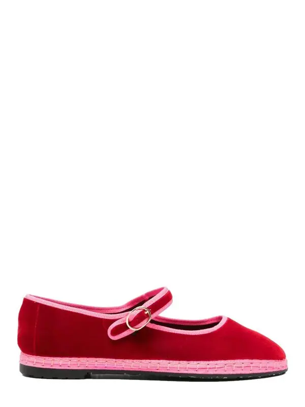 FLABELUS Aurelie Velvet Ballet Flats - Red