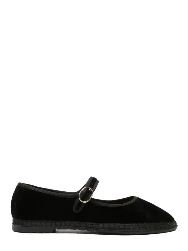 FLABELUS Antonia Velvet Ballet Flats - Black