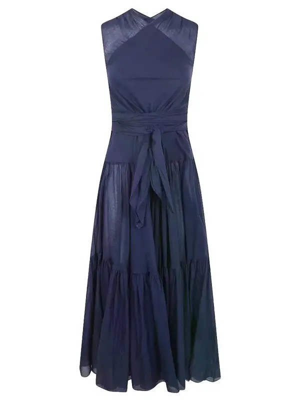 Aspesi Halter-neck Tiered Maxi Dress - Blue