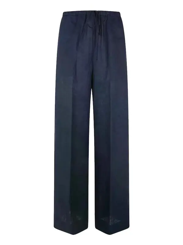Liviana Conti Drawstring Linen Trousers - Blue