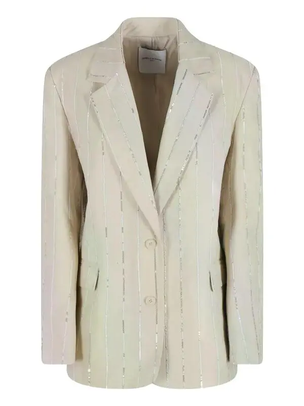 ISABELLE BLANCHE Sequin-embellished Striped Blazer - Neutrals