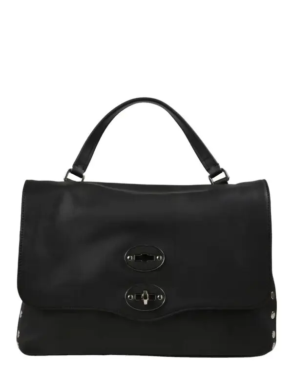 ZANELLATO Small Postina Rivets Leather Satchel Bag - Black