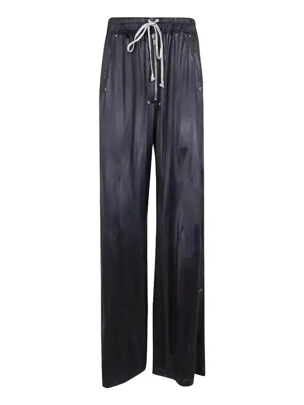 Rick Owens Coated Drawstring Wide-leg Trousers - Black