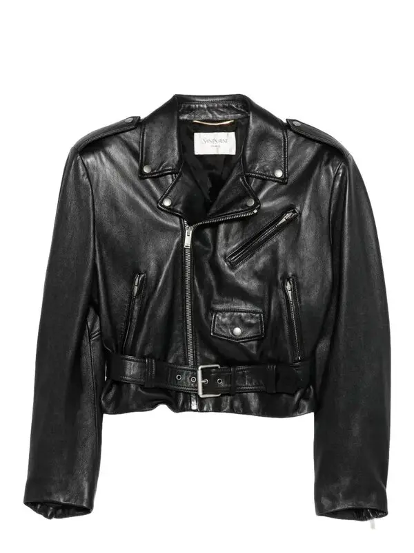 Saint Laurent Belted Biker Jacket - Black