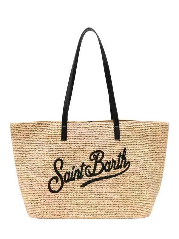 MC2 SAINT BARTH Logo-embroidered Raffia Tote Bag - Neutrals