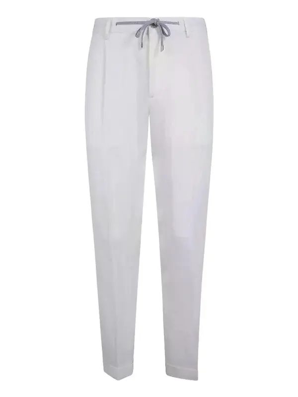 BARBA NAPOLI Linen Trousers With Drawstring Waist - White