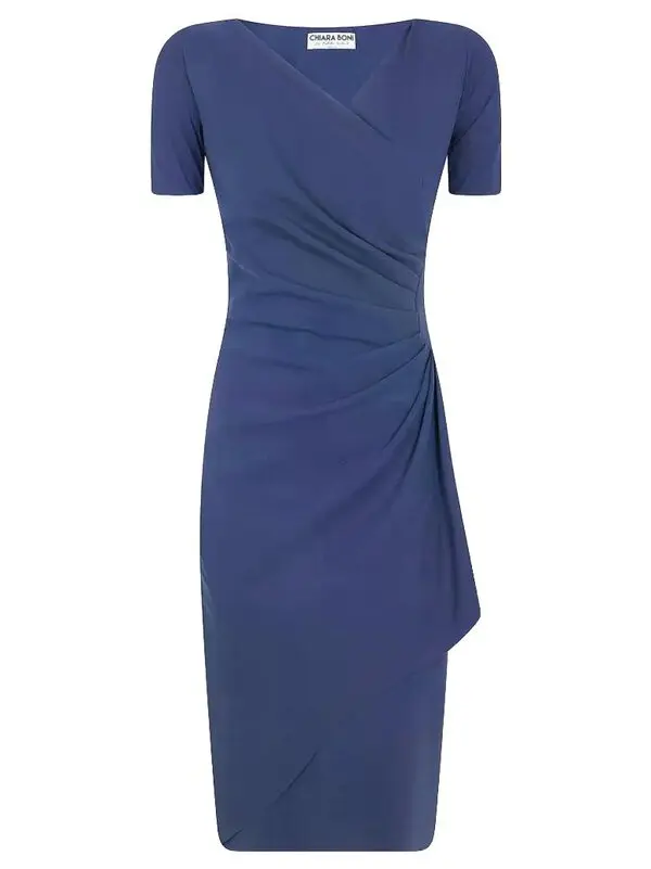 Chiara Boni La Petite Robe Ruched Wrap-design Midi Dress - Blue