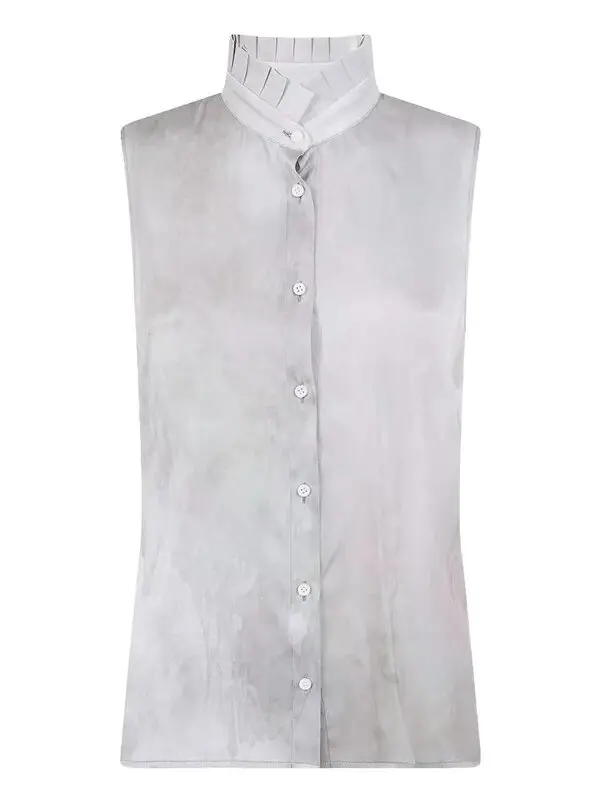 UMA WANG Pleated-neck Sleeveless Blouse - Grey