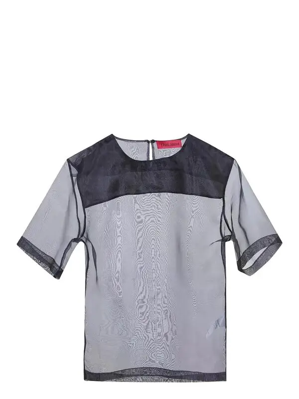 THELATEST Dean Panelled Sheer Top - Black