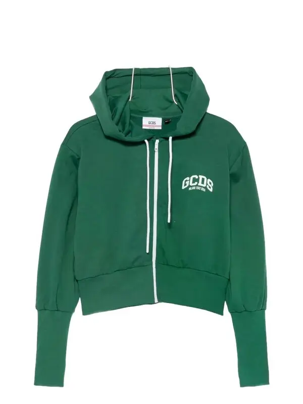 Gcds Logo-print Zip-up Hoodie - Green