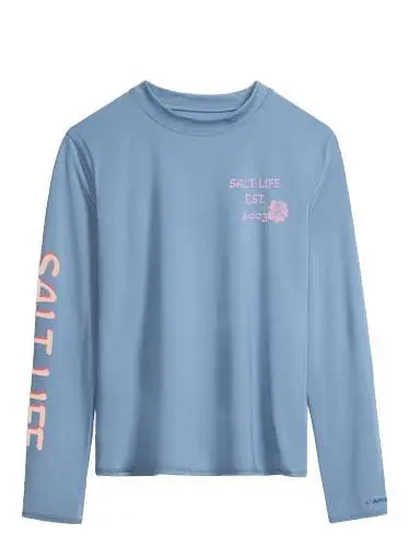 SALT LIFE Performance Long Sleeve Tee - Glacial Blue Heather