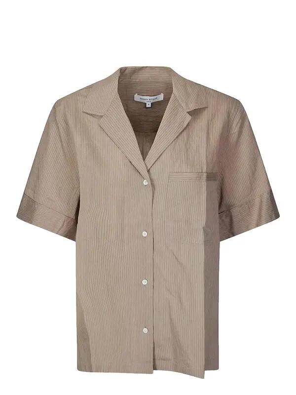 Maison Kitsuné Striped Resort Shirt - Neutrals