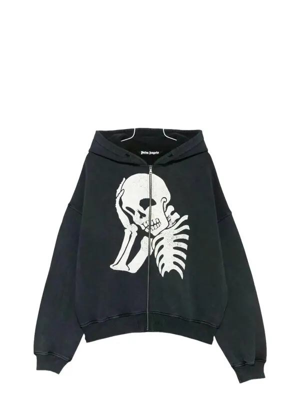 Palm Angels Skeleton-print Zip-up Hoodie - Black
