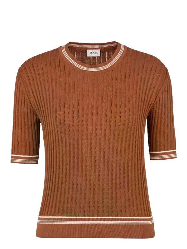 TOD'S Ribbed-knit Top - Brown