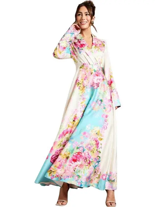 Coast Placement Print Wrap Front Gown - Multi