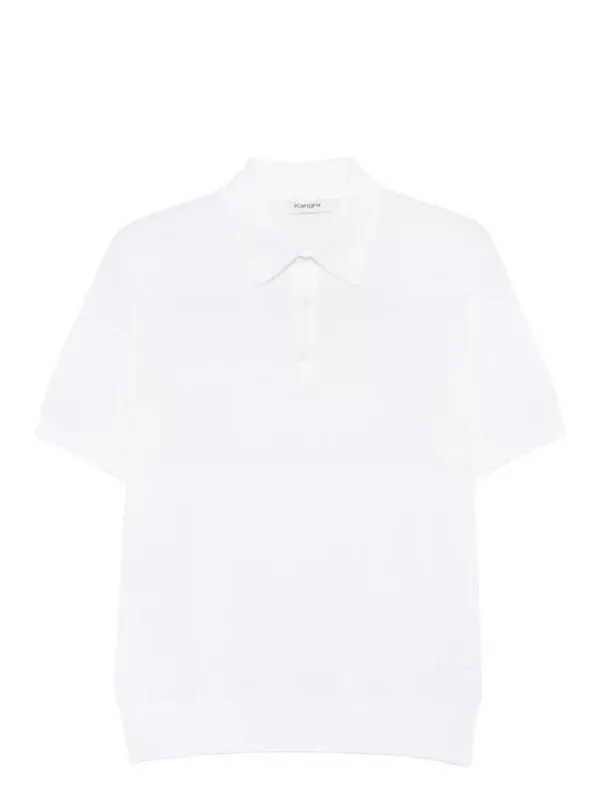KANGRA Ribbed-knit Polo Shirt - White