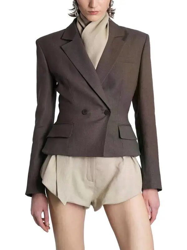 Magda Butrym Double-breasted Notched-lapel Jacket - Brown