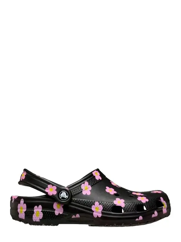 CROCS Floral-print Slip-ons - Black