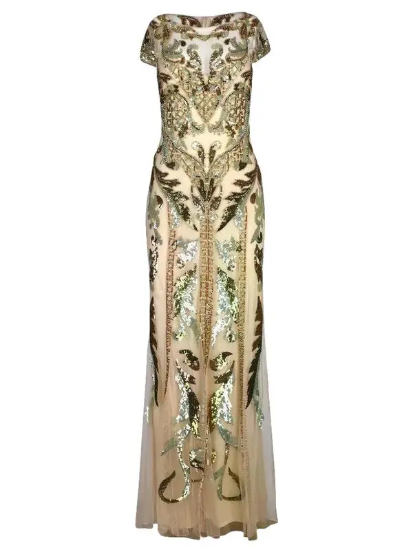 TEMPERLEY LONDON Novella Sequin-embellished Maxi Dress - Neutrals