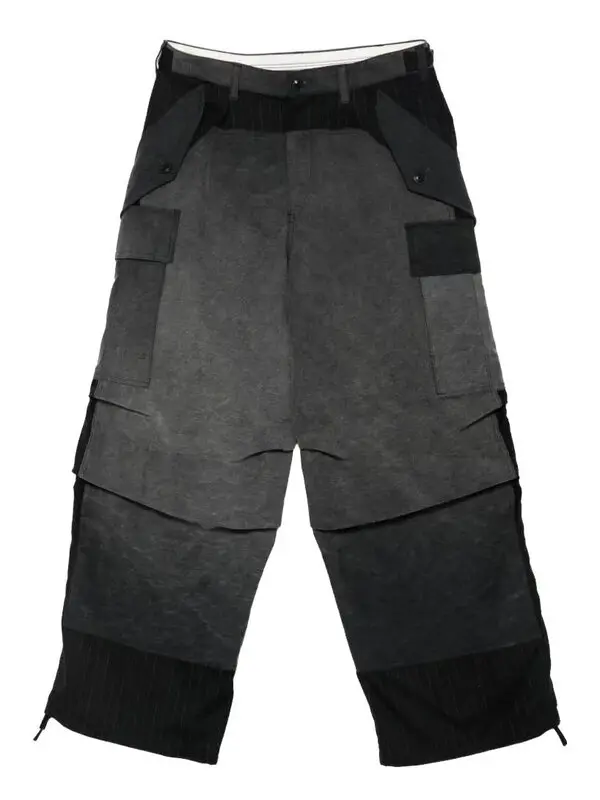 KHOKI Striped Cargo Pants - Black