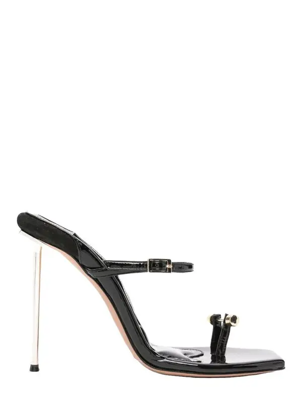 HARDOT Patent-leather Toe-strap Sandals - Black