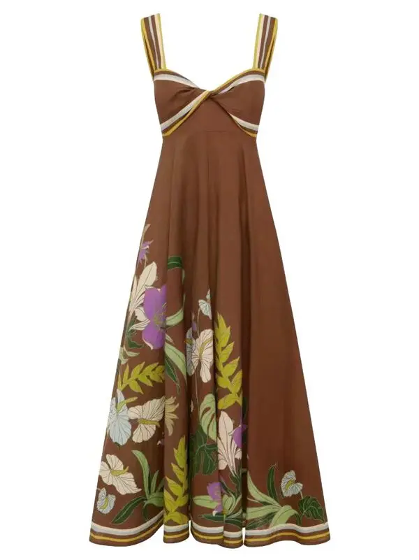 ALEMAIS Alfie Floral Maxi Dress - Brown