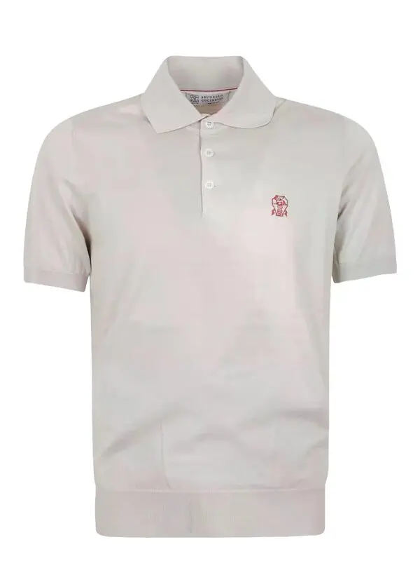 Brunello Cucinelli Embroidered-logo Polo Shirt - Neutrals
