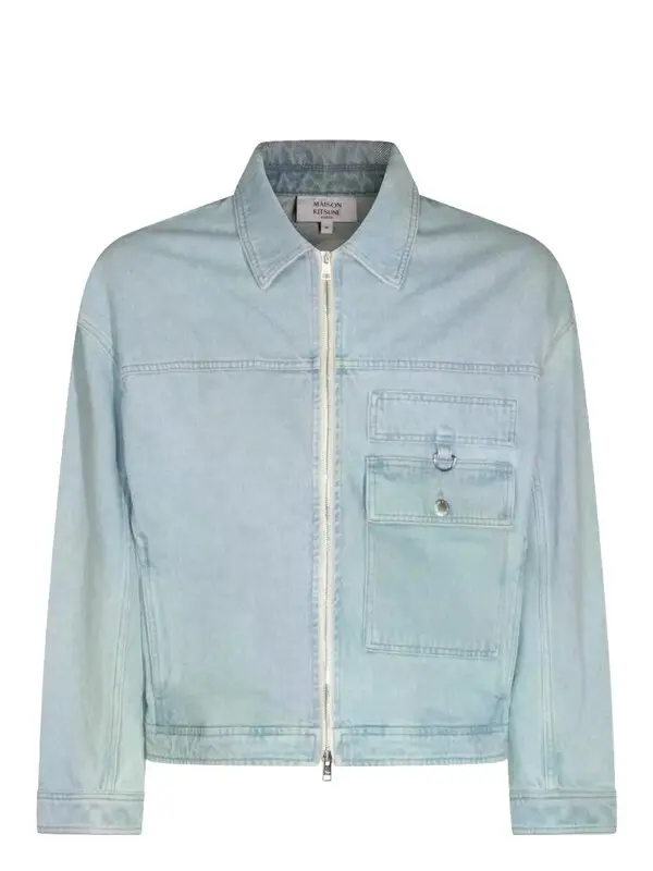 Maison Kitsuné Zip-up Denim Jacket - Blue