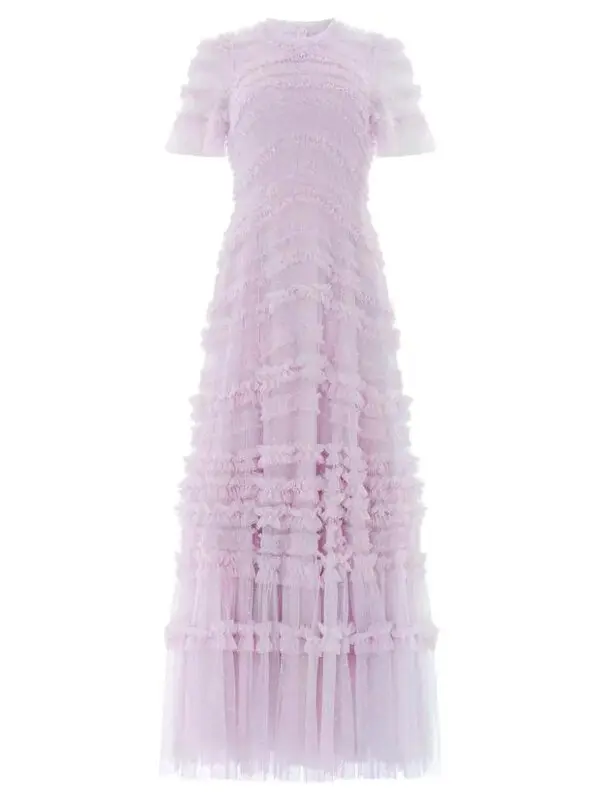 NEEDLE & THREAD Amara Ruffled Maxi Dress - Purple