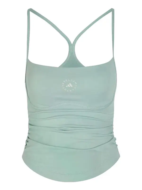Adidas By Stella McCartney Ruched Racerback Tank Top - Green