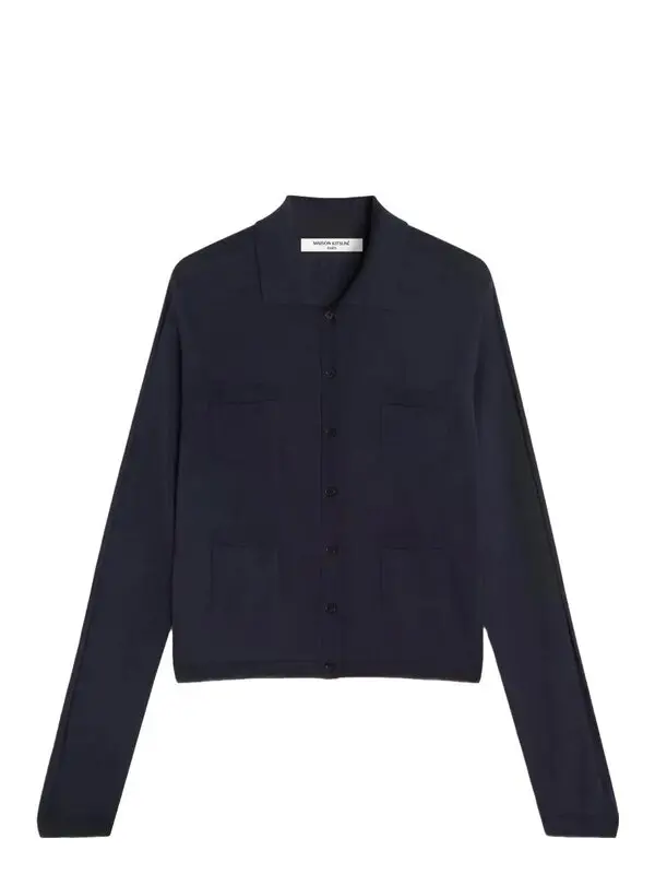 Maison Kitsuné Logo-embroidered Pocket Cardigan - Blue