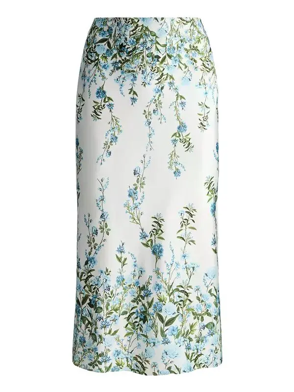 Alice + Olivia Maeve Floral-print Slip Skirt - White
