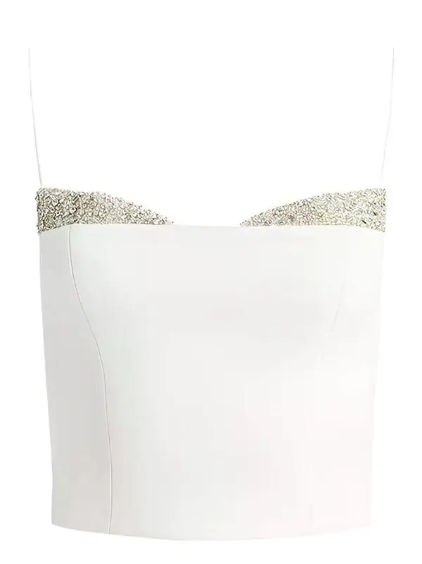 Alice + Olivia Hallie Crystal-embellished Top - White