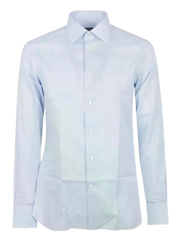 Zegna Micro-patterned Long-sleeve Shirt - Blue