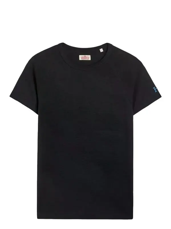 STRETCH FRAISE Ribbed Short-sleeve T-shirt - Black