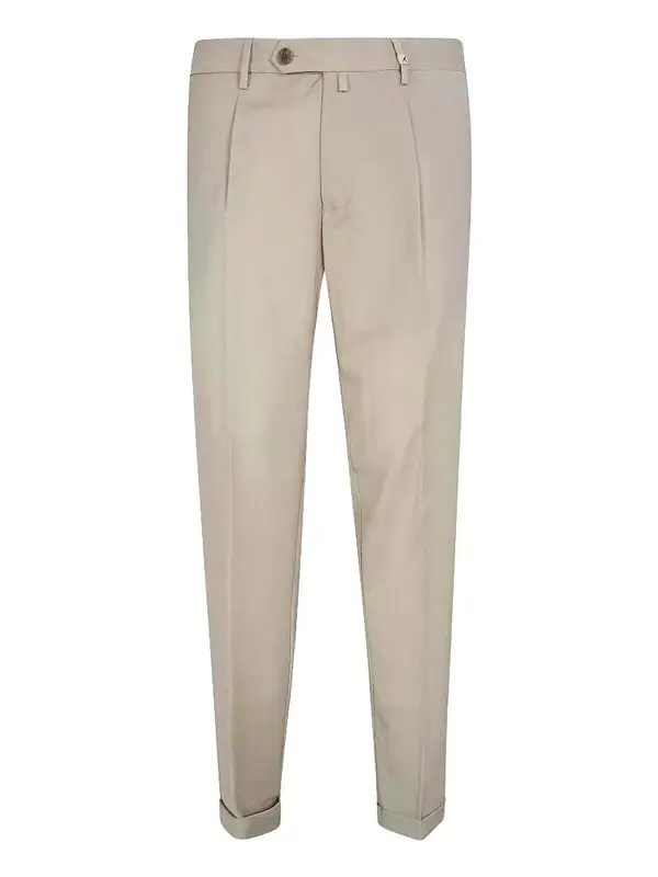 MYTHS Pleated Turn-up Trousers - Neutrals