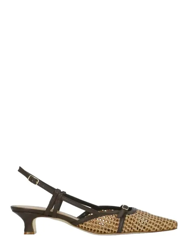 THE SELLER Woven Buckle-strap Pumps - Brown